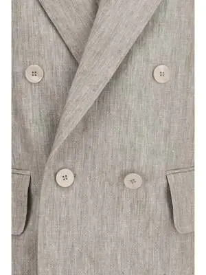 Max Mara Olimpia Double-breasted Chevron Linen Blazer - Cream