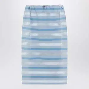 Prada Midi Skirt In Striped Piquet - Blue
