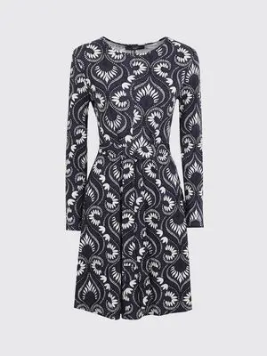 Max Mara Printed Belted Dress - Black