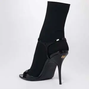 Balenciaga Avenue Sock Sandal In Patent Leather And Mesh