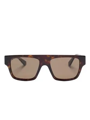 Gucci Rectangular Frame Sunglasses With Web Stripe Detail - Multicolor