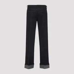 Burberry Cotton Blend Straight Leg Jeans