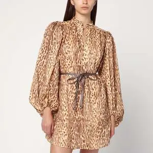 Zimmermann Leopard Print Linen Short Dress - Multicolor