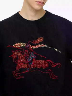 Burberry Equestrian Knight Cross-stitch Sweater - Blue