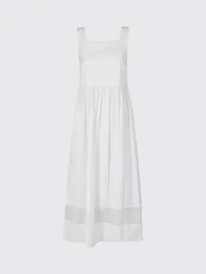 Max Mara Sleeveless Square Neck Cotton Dress - White
