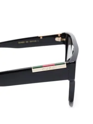 Gucci Rectangular Frame Sunglasses With Web-stripe Detail - Multicolor