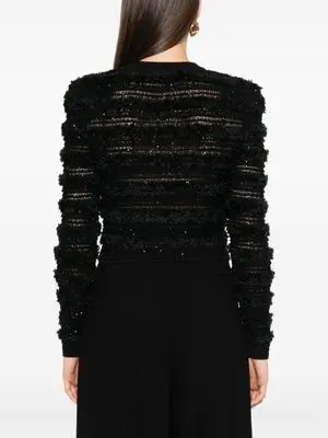 Balmain Textured Knit Sequined Cropped Cardigan - Multicolor