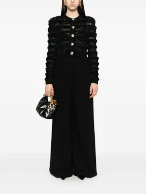 Balmain Textured Knit Sequined Cropped Cardigan - Multicolor