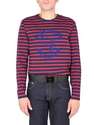 Alexander McQueen T-shirt With Flocked Logo - Blue