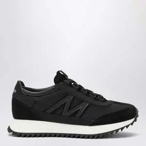 Moncler Suede And Nubuck Lace-up Sneakers - Black