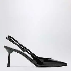 Prada Patent Leather Pointed Slingback Pumps - Black