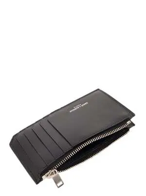 Saint Laurent Black Card-holder With Embossed Logo In Leather
