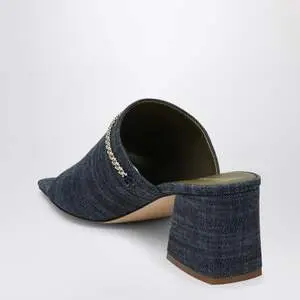 MARIA LUCA Messalina Denim Sandals With Gold Chain Detail