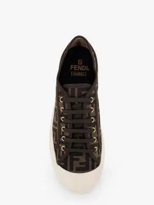 Fendi Ff Jacquard Fabric Lace-up Sneakers - Multicolor