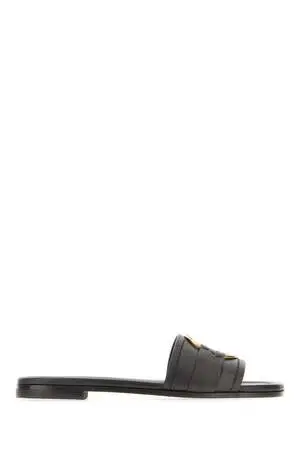Moncler MONCLER Leather Slides With Gold Tone Detailing Multicolor