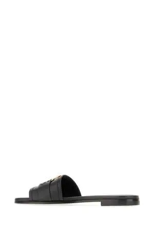 Moncler Leather Slides With Gold Tone Detailing - Multicolor