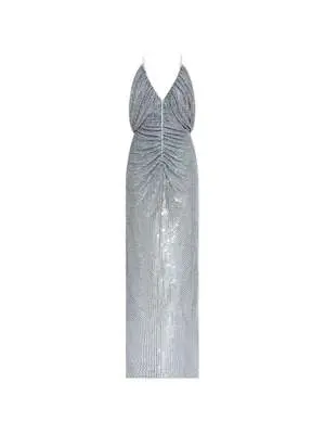 SELF-PORTRAIT Rhinestone Mesh Maxi Dress