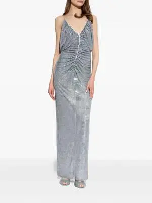 SELF-PORTRAIT Rhinestone Mesh Maxi Dress
