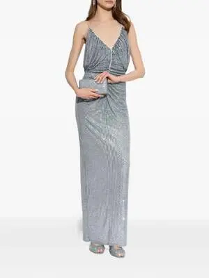 SELF-PORTRAIT Rhinestone Mesh Maxi Dress
