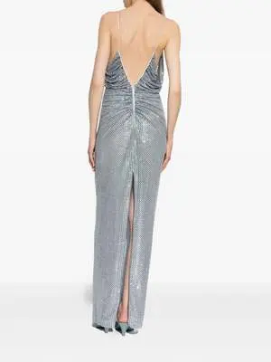 SELF-PORTRAIT Rhinestone Mesh Maxi Dress