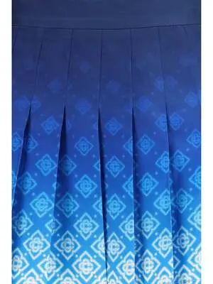 Casablanca Pleated Mini Skirt With Orchid Monogram Print - Blue