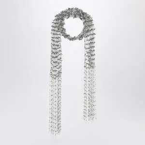 Dries Van Noten Beaded Scarf With Fringes - Silver