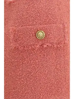 Balmain Tweed Mini Skirt With Logo Buttons - Pink
