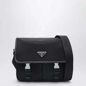 Prada Re-nylon And Saffiano Leather Shoulder Bag - Black