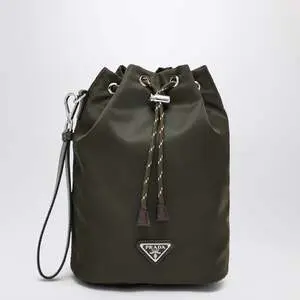 Prada Speedrock Pouch In Re-nylon And Camouflage Leather - Green