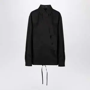 Valentino Garavani Wool, Mohair, And Silk Shirt With Drawstring - Black
