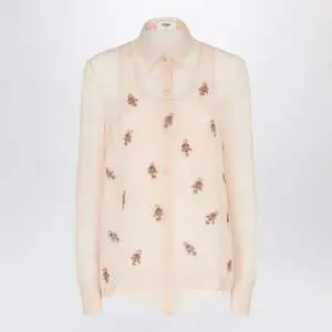 Fendi Embroidered Georgette Shirt - Pink