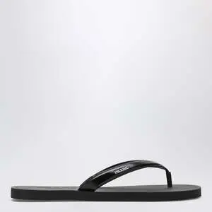 Prada Brushed Leather Flip Flop Sandals - Black
