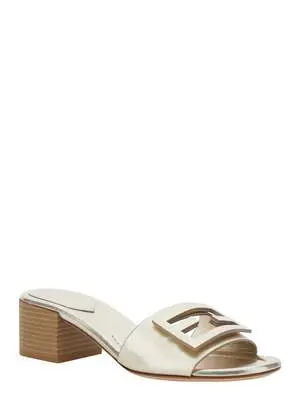 Fendi Leather Metallic Slide Sandals