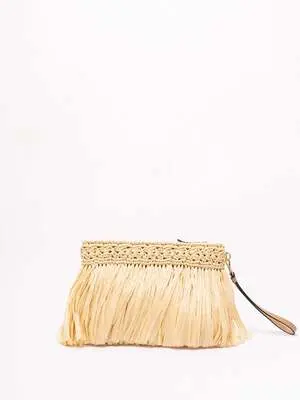 JIMMY CHOO Raffia Zipped Flat Pouch