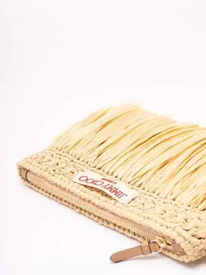 JIMMY CHOO Raffia Zipped Flat Pouch