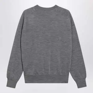 AMI Paris Merino Wool Crewneck Sweater With De Coeur Embroidery - Gray