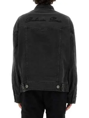 Balmain Distressed Denim Trucker Jacket