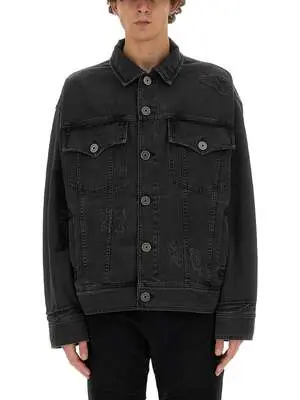 Balmain Distressed Denim Trucker Jacket - Black