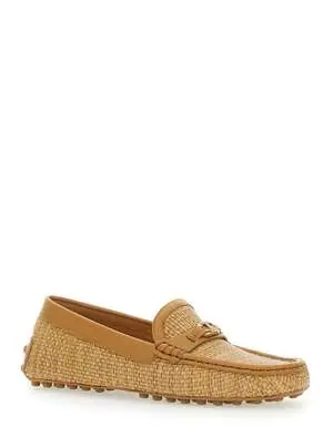 TOD'S Raffia Loafers With Rounded Toe - Multicolor