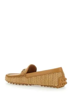 TOD'S Raffia Loafers With Rounded Toe - Multicolor