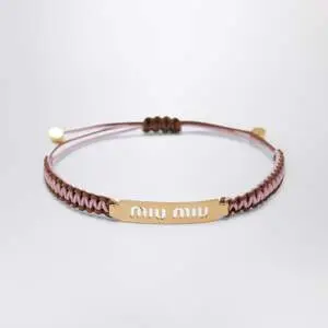 Miu Miu Braided Cord Bracelet With Logo Detail - Multicolor