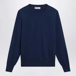 Brunello Cucinelli Cotton Crew Neck Sweater - Blue