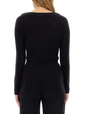Max Mara Angri Wool And Cashmere Cropped Knit Top - Blue