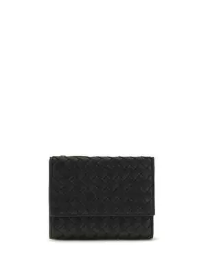 Bottega Veneta Intrecciato Trifold Wallet - Black