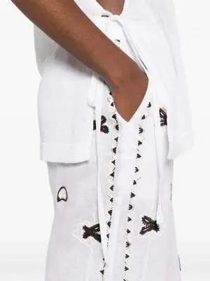 P.a.r.o.s.h Embroidered Linen Trousers - Multicolor