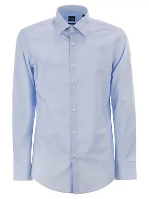 BOSS Boss Men Slim Fit Shirt In Stretch Cotton Poplin Blue