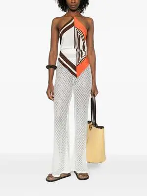 Missoni White Viscose Patterned Pants - Multicolor