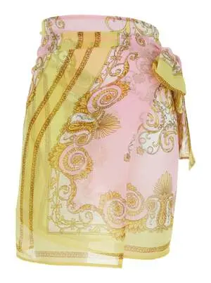 Versace Tech Fabric All-over Print Mini Skirt With Side Knot