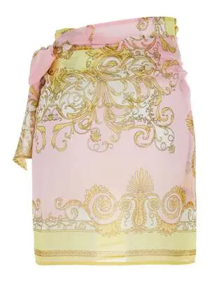 Versace Tech Fabric All-over Print Mini Skirt With Side Knot