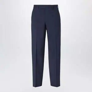 Fendi Dark Wool Canvas Trousers - Blue